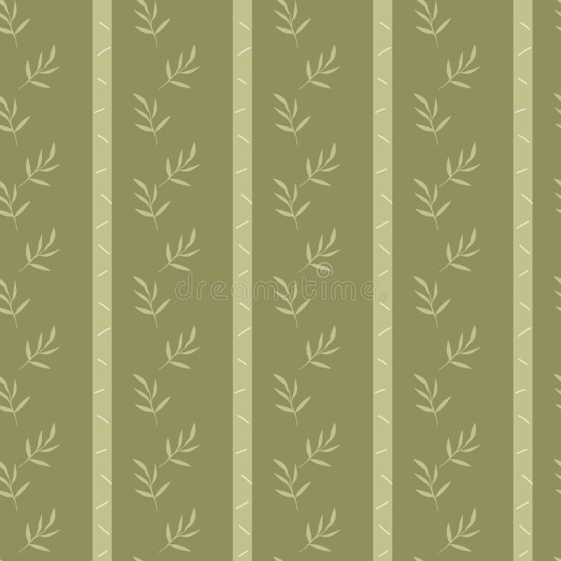 Seamless Green Vertical Leaf Pattern with Olive Tones and Botanical ...