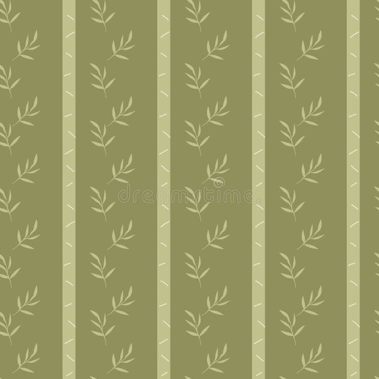 Seamless Green Vertical Leaf Pattern with Olive Tones and Botanical ...
