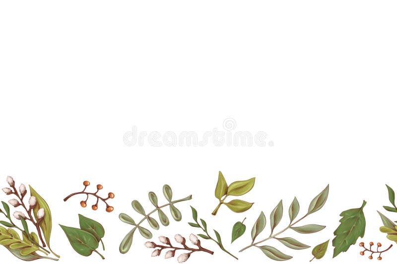 Seamless Green and White Floral Border Stock Illustration ...