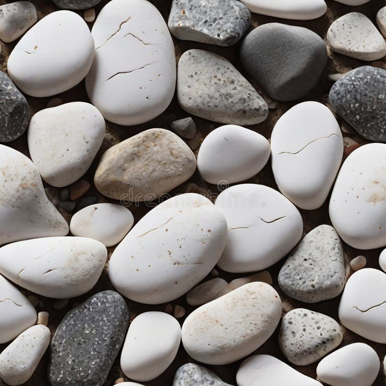 Seamless Grey, Black and White Pebble Pattern or Tile River Stone ...