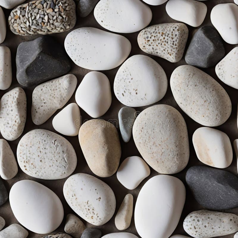 Seamless Grey, Black and White Pebble Pattern or Tile River Stone ...