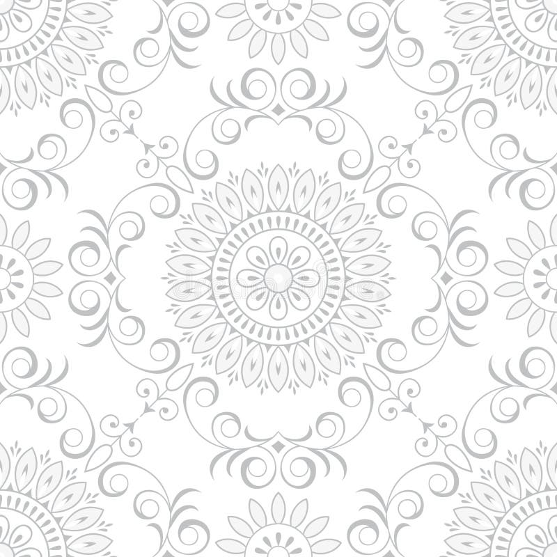 Seamless Grey Floral Wallpaper Pattern Design Stock Vector ...