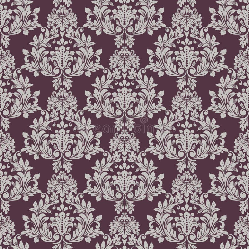 Seamless Grey and Purple Floral Wallpaper Stock Vector - Illustration ...