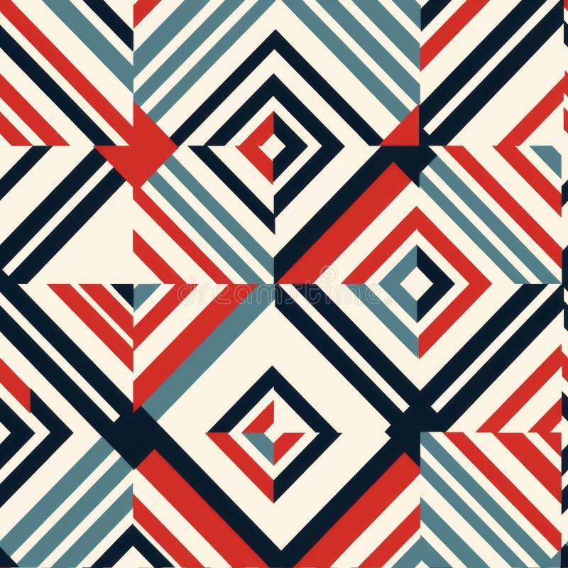 Geometric Abstract Pattern of Red, Blue, and White Squares Stock ...