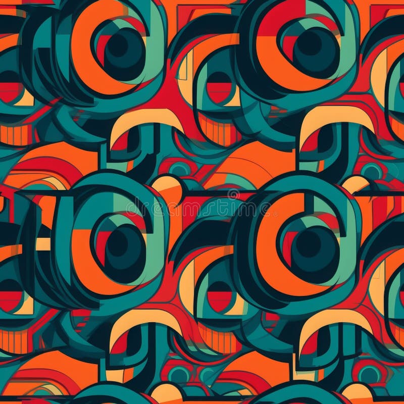 Seamless Groovy Geometric Shapes in Bold Colors with a Retro 70s Style ... Seamless Groovy Geometric Shapes in Bold Colors with a Retro 70s Style ...