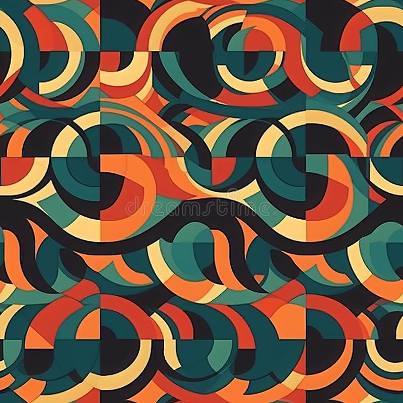 Seamless Groovy Geometric Shapes in Bold Colors with a Retro 70s Style ... Seamless Groovy Geometric Shapes in Bold Colors with a Retro 70s Style ...