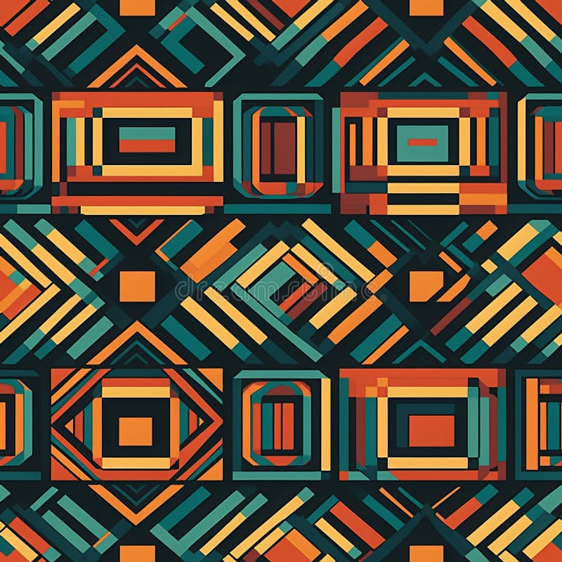 Seamless Groovy Geometric Shapes in Bold Colors with a Retro 70s Style ... Seamless Groovy Geometric Shapes in Bold Colors with a Retro 70s Style ...