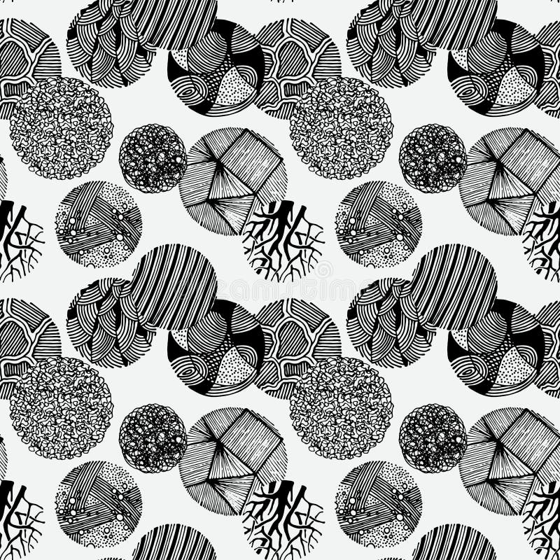 Seamless Grunge Doodle Modern Pattern. Geometry Circle Fabric Sample ...