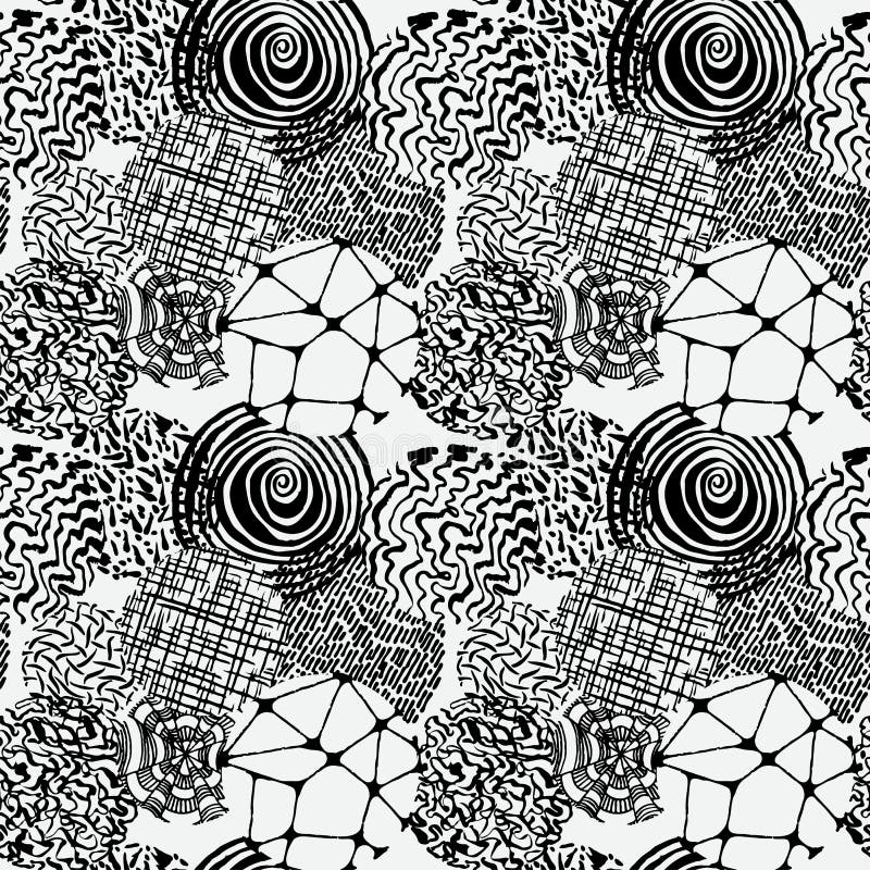 Seamless Grunge Doodle Modern Pattern. Geometry Circle Fabric Sample ...