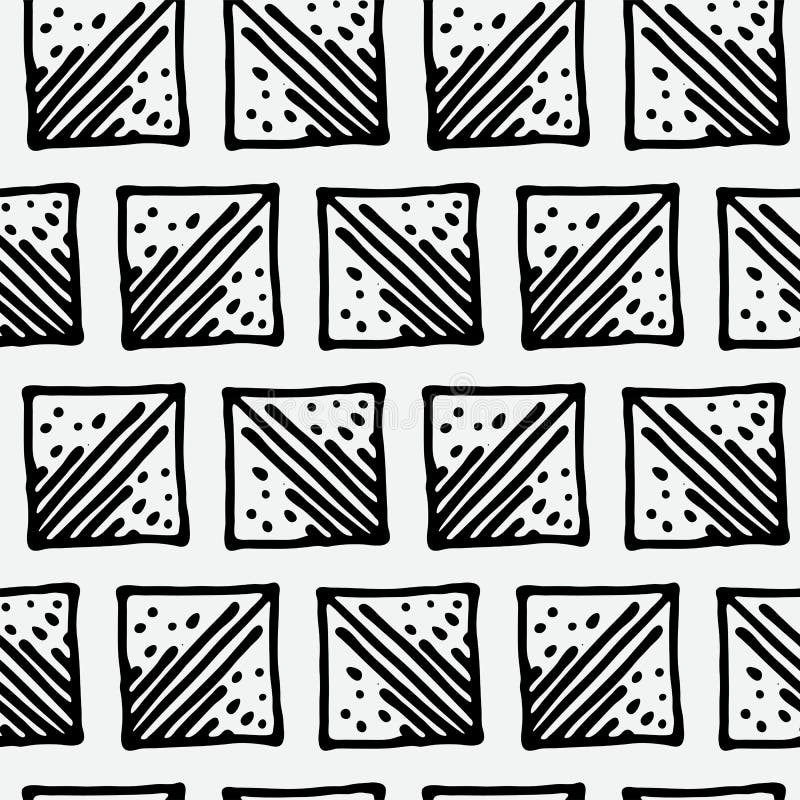 Seamless Grunge Doodle Modern Pattern. Geometry Square Fabric Sample ...