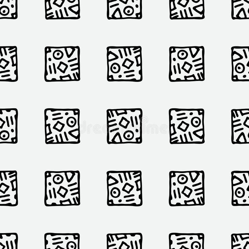 Seamless Grunge Doodle Modern Pattern. Geometry Square Fabric Sample ...