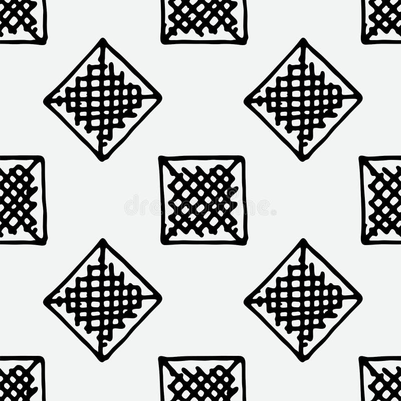 Seamless Grunge Doodle Modern Pattern. Geometry Square Fabric Sample ...