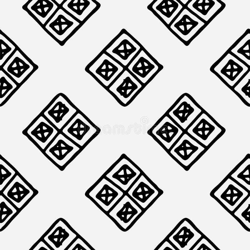 Seamless Grunge Doodle Modern Pattern. Geometry Square Fabric Sample ...