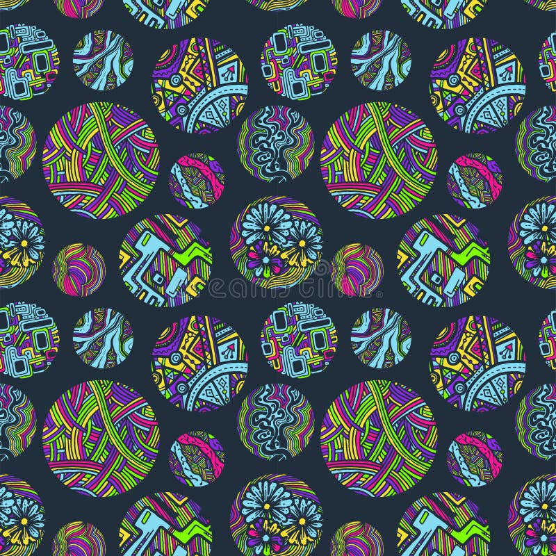 Seamless Grunge Halftone Drawing Texture. Random Circle Doodle Pattern ...