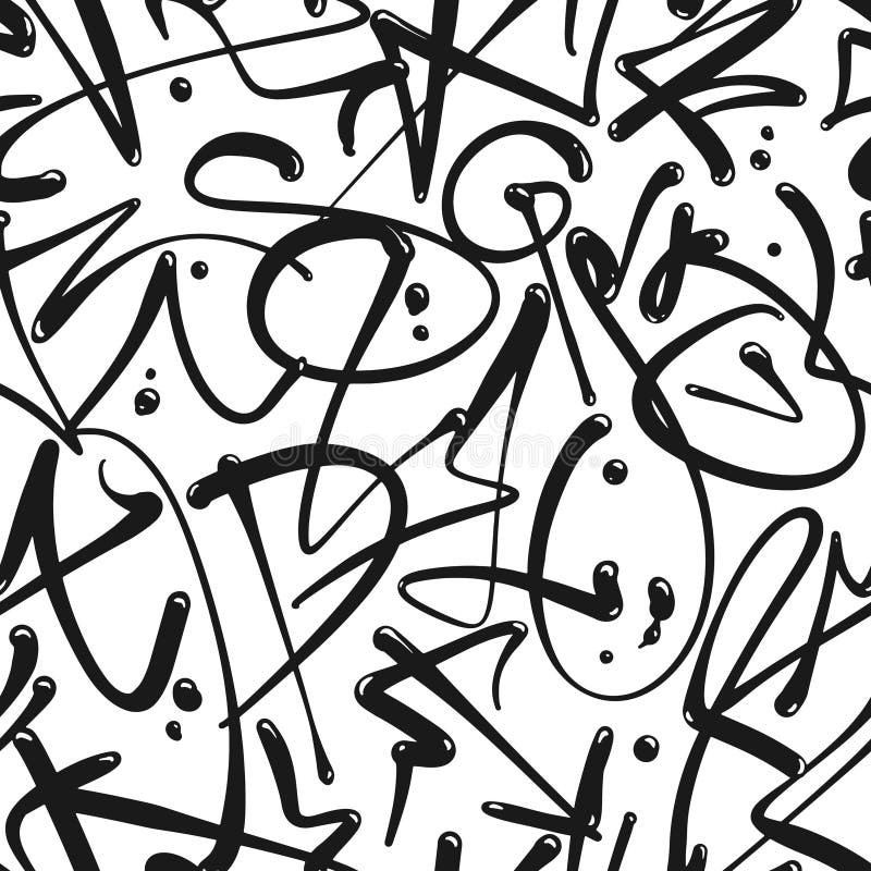 Seamless Grunge Ink Splatter Pattern, Black Drip Paint Texture ...