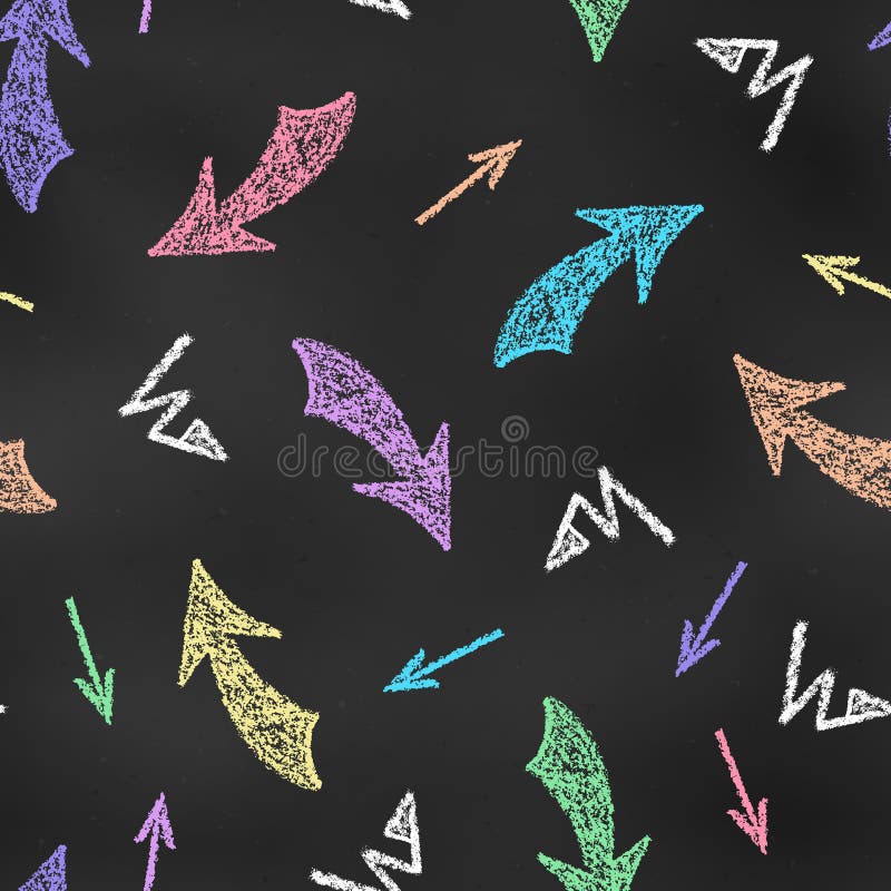 Seamless Grunge Pattern of Chalk Drawn Sketches Colorful Arrows on ...