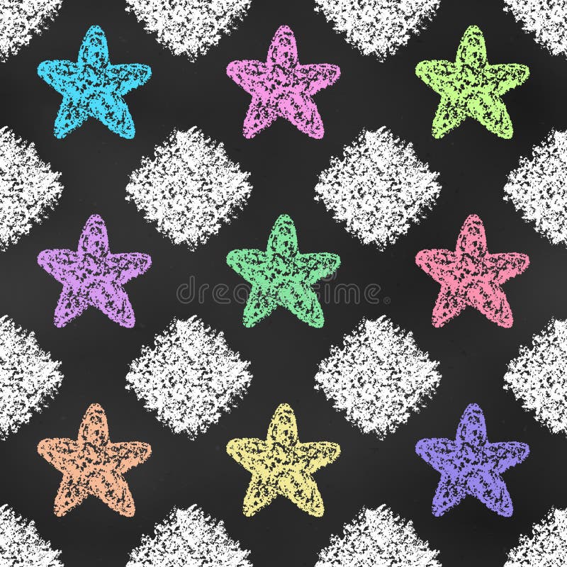 Seamless Grunge Pattern of Chalk Drawn Sketches Colorful Stars and ...