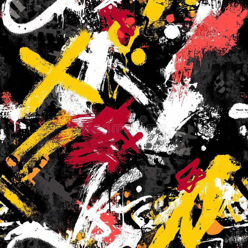 Seamless Grunge Texture Pattern with Distressed Shapes and Splattered ...