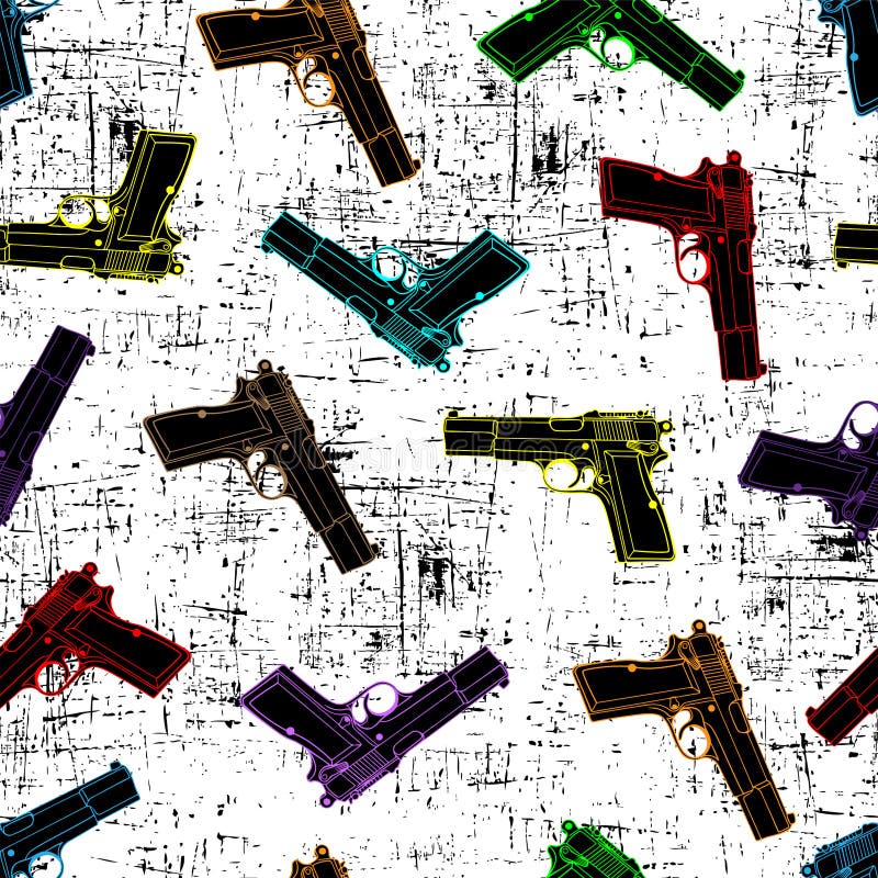 Seamless Grunge Pattern with Pistols Multicolored Stock Vector ...