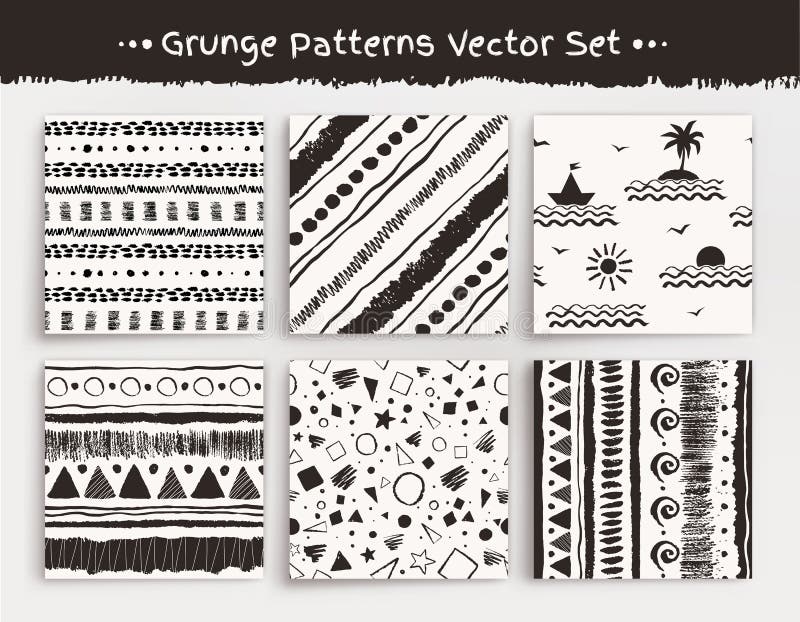 Seamless Grunge Patterns Set Stock Vector - Illustration of design, seamless: 106782563