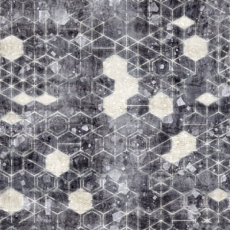 Seamless Grungy Hexagon Pattern Isometric Geometry Net Print Stock ...