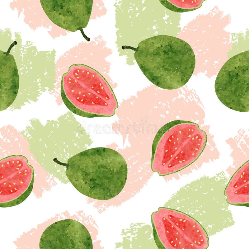 Seamless Guava Fruit Pattern. Stock Vector - Illustration of fabric ...