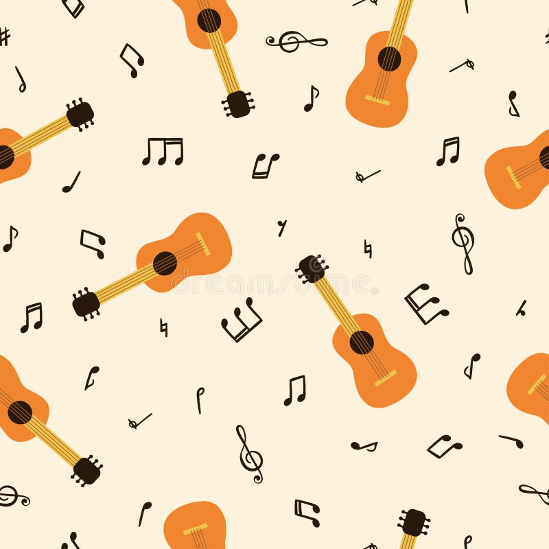 Seamless Guitar Pattern. Vector Music Illustration with Musical ...