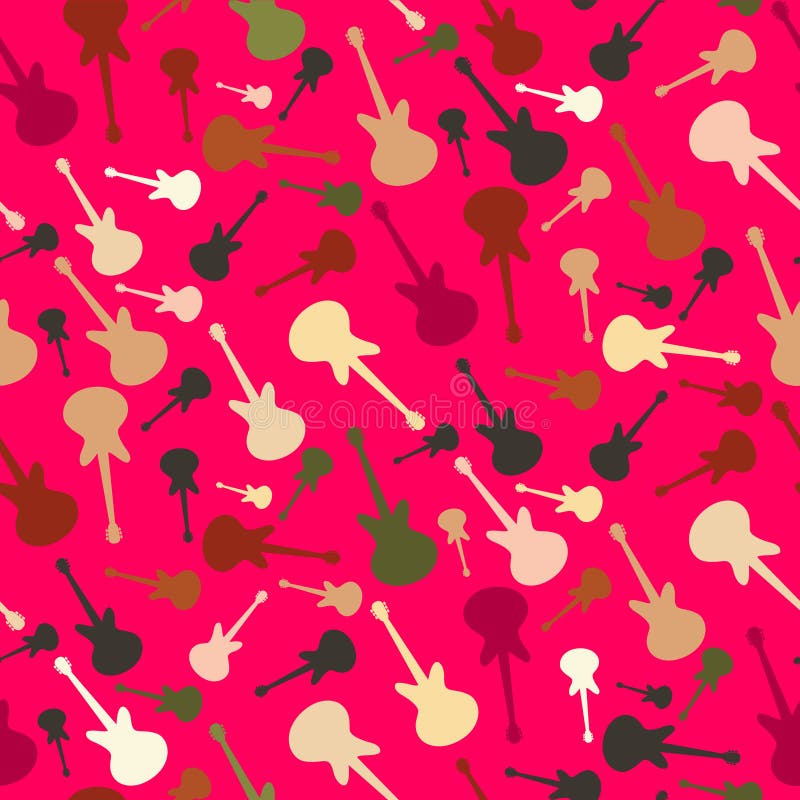 Seamless Guitars Pattern Background Stock Vector - Illustration of ...