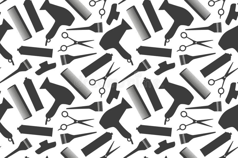 Seamless Hair Salon Pattern Stock Vector - Illustration of professional ...