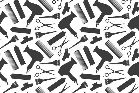 Seamless Hair Salon Pattern Stock Vector - Illustration of professional ...