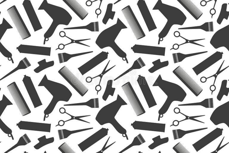 Seamless Hair Salon Pattern Stock Vector - Illustration of professional ...