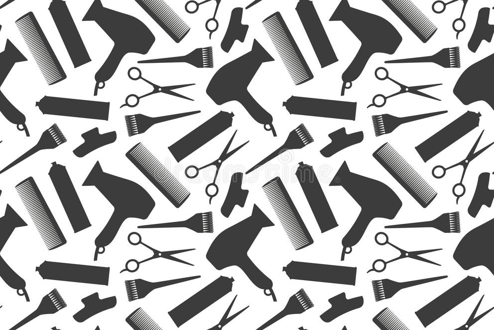 Seamless Hair Salon Pattern Stock Vector - Illustration of professional ...