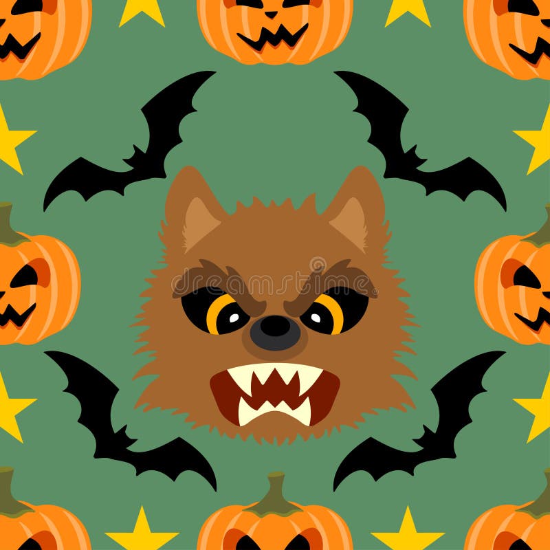 Seamless Halloween Background with Werewolf Stock Vector - Illustration ...