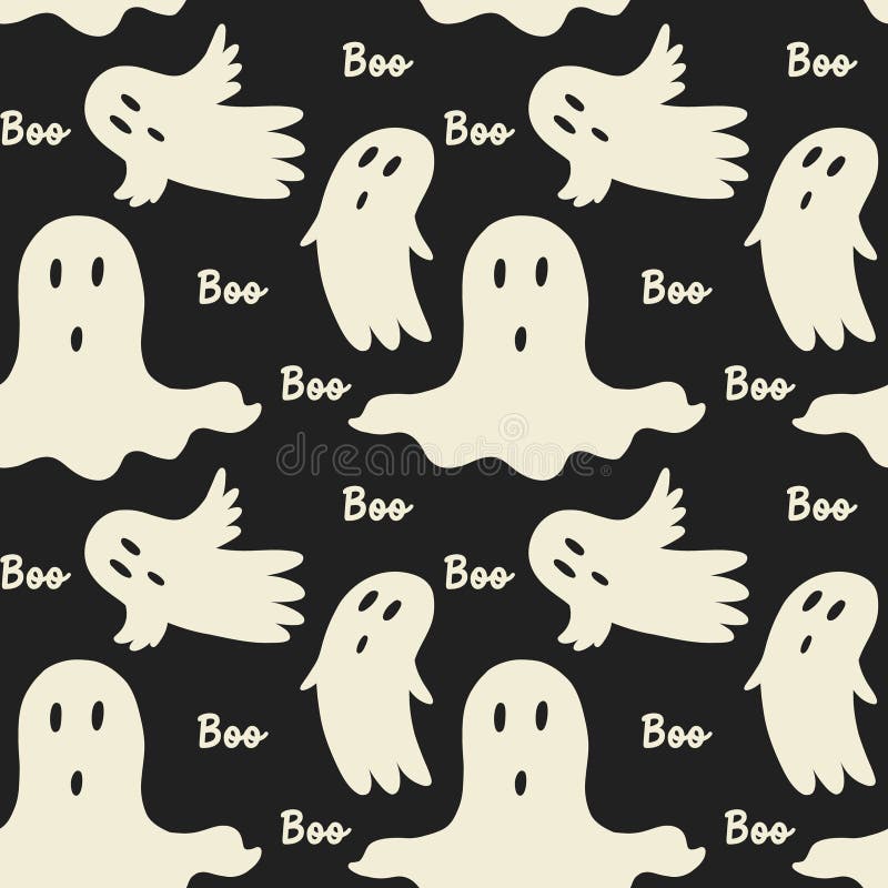 Seamless Halloween Ghost Pattern Stock Vector - Illustration of ...
