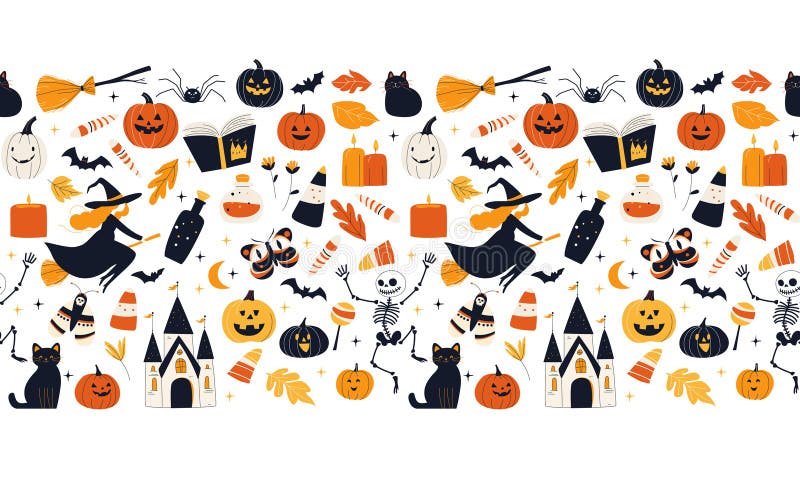 Halloween Horizontal Frame Border Pattern Stock Illustrations – 756 ...