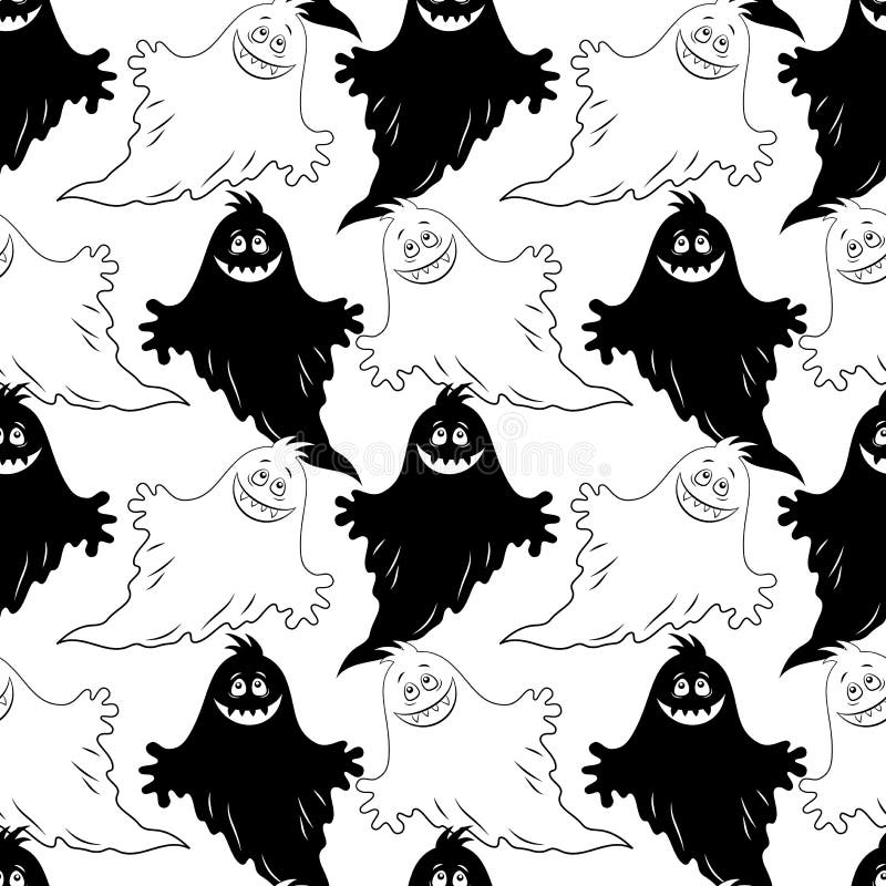 Seamless Halloween Pattern, Ghosts Stock Vector - Illustration of ...