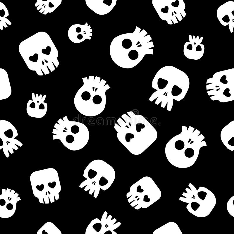 Black Skulls Seamless Pattern. Stock Vector - Illustration of horror ... Black Skulls Seamless Pattern. Stock Vector - Illustration of horror ...