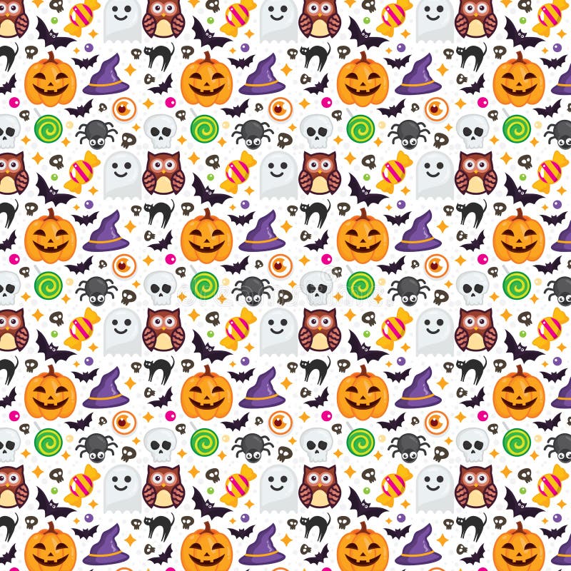 Seamless Halloween Pattern stock vector. Illustration of monster ...
