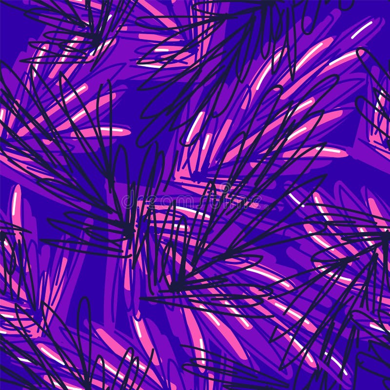 Seamless Hand Drawn Abstract Natural Pattern with Exotic Branches Stock ...