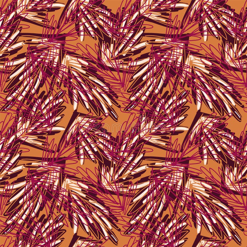 Seamless Hand Drawn Abstract Natural Pattern with Exotic Branches Stock ...