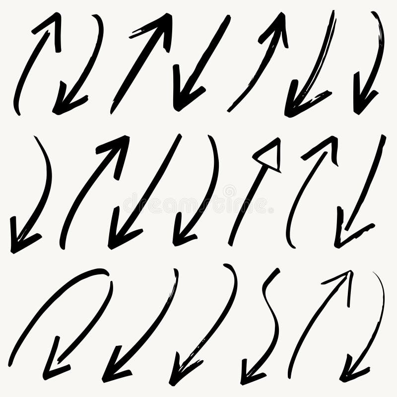 Seamless Hand Drawn Arrows Set for Business Plan and Education Stock ...