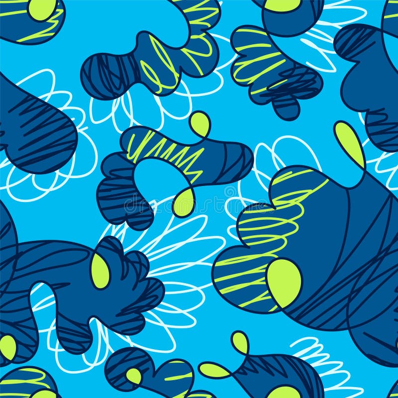 Seamless Hand Drawn Artwork with Natural Abstract Patterns Stock Vector ...