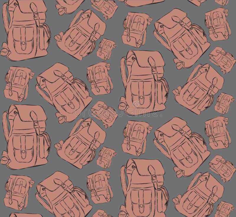 Seamless Hand Drawn Backpack Background. Sketch Style. Vector ...