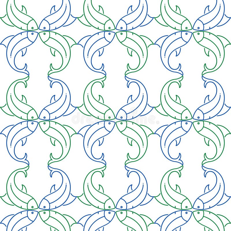 Seamless Hand Drawn Fish Pattern Stock Illustration - Illustration of ...