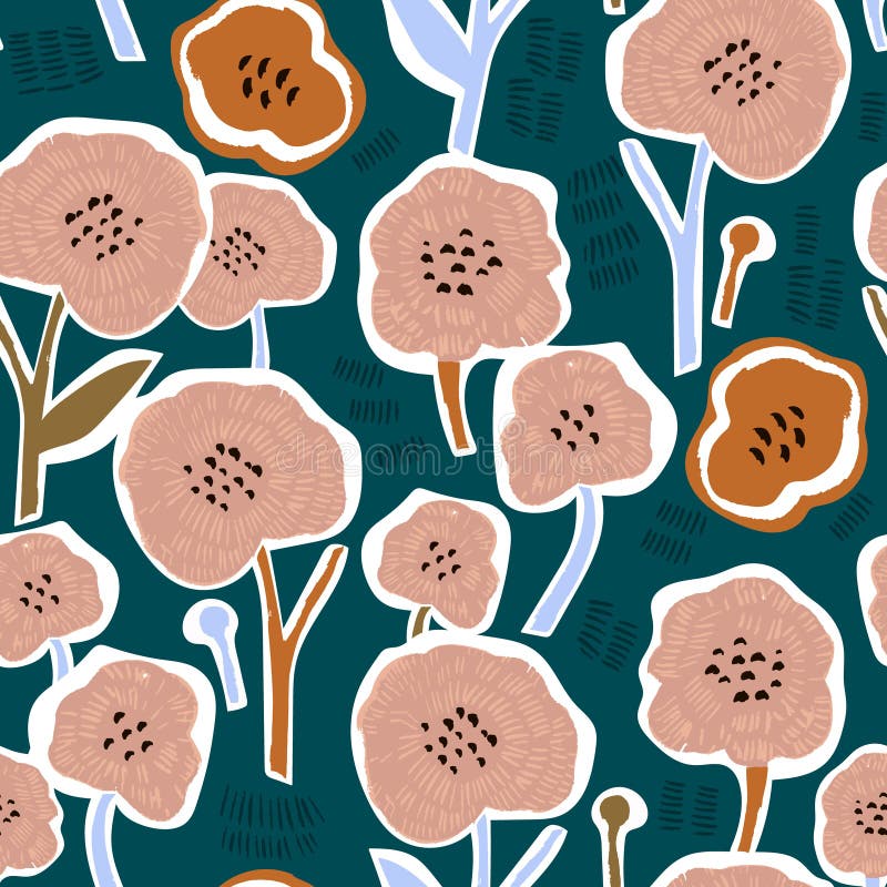 Seamless Hand Drawn Floral Pattern. Botanical Textures. Great for ...