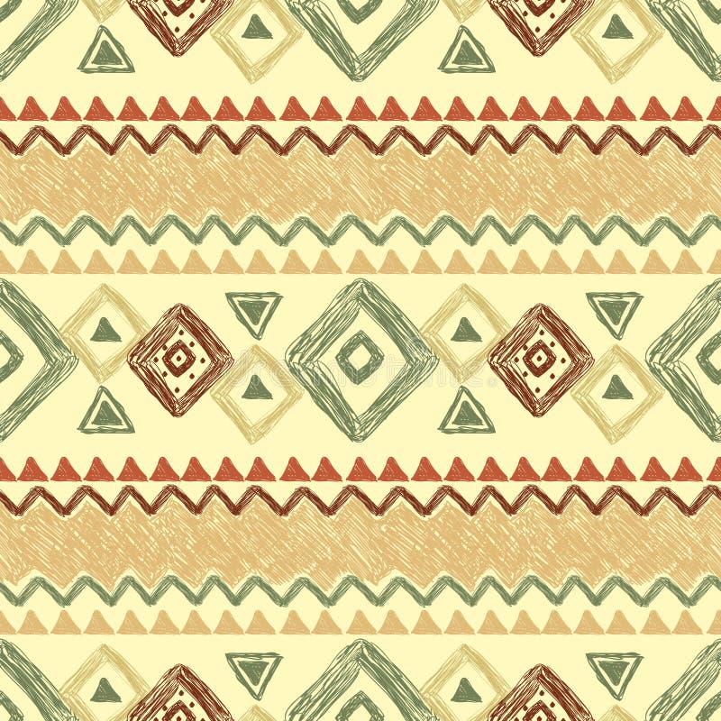 Seamless Hand Drawn Geometric Pattern Stock Vector - Illustration of ...