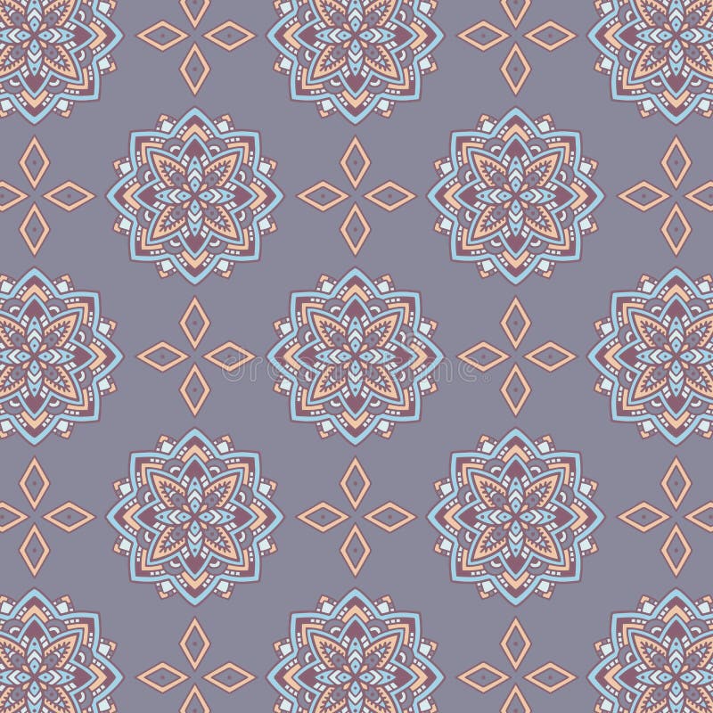 Seamless Hand Drawn Geometric Tribal Pattern with Rhombuses and ...