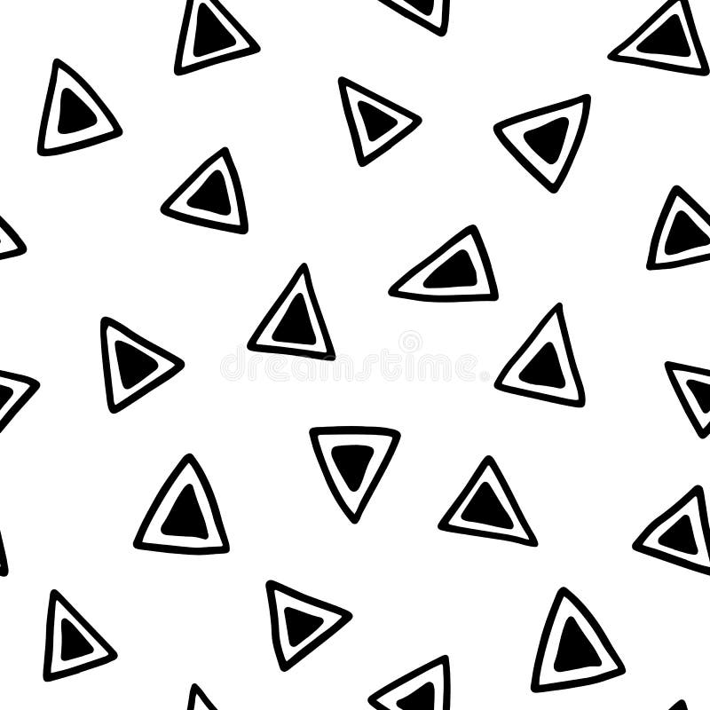 Seamless Hand Drawn Geometric Tribal Pattern with Triangles. Vector ...