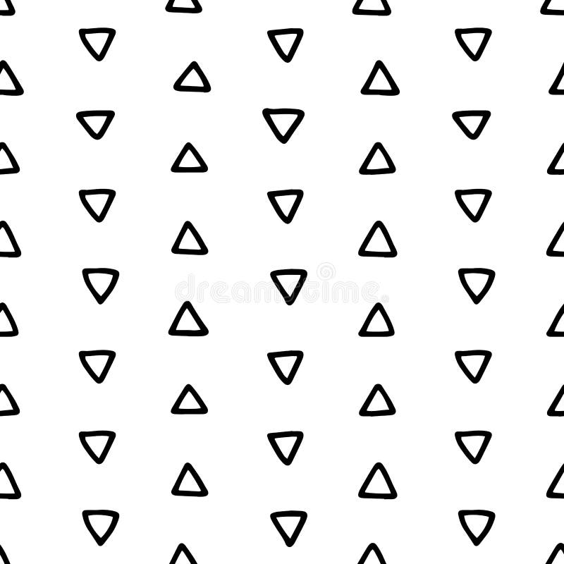Seamless Hand Drawn Geometric Tribal Pattern with Triangles. Vector ...