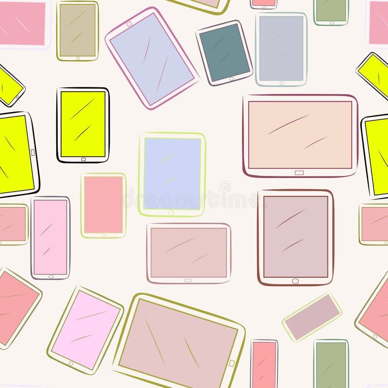 Seamless Hand Drawn Handphone or Mobilephone Illustrations Background ...